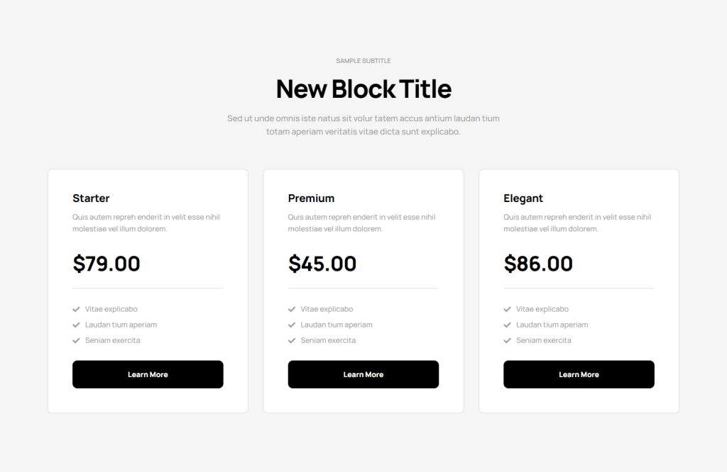+62 Elementor Pricing Table Sections